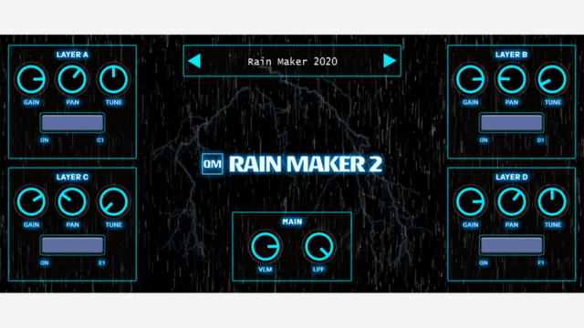 【無料】Quiet Music『Rain Maker 2』が無料配布中！リアルな雨と雷の音を生成する環境音プラグイン！